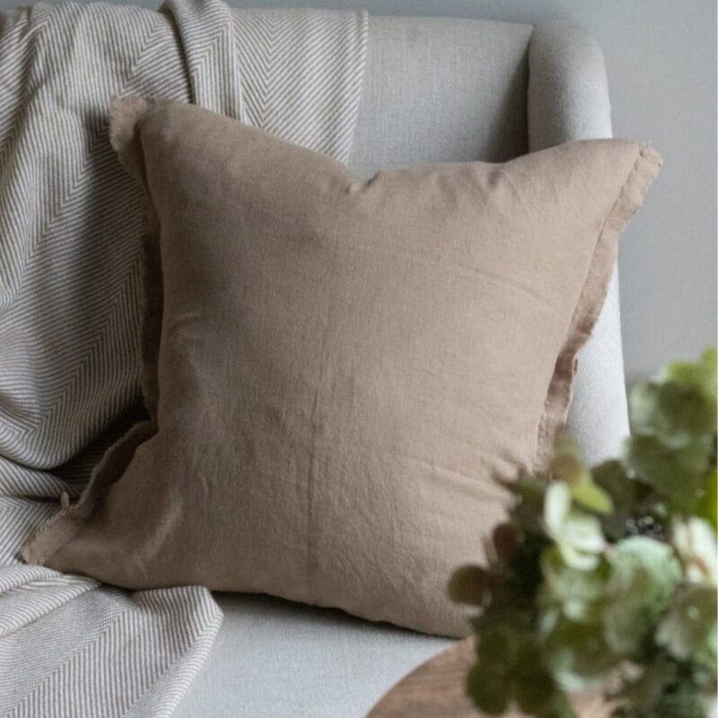 Esmee Coffee Brown Linen Cushion • Ellenvale Interiors