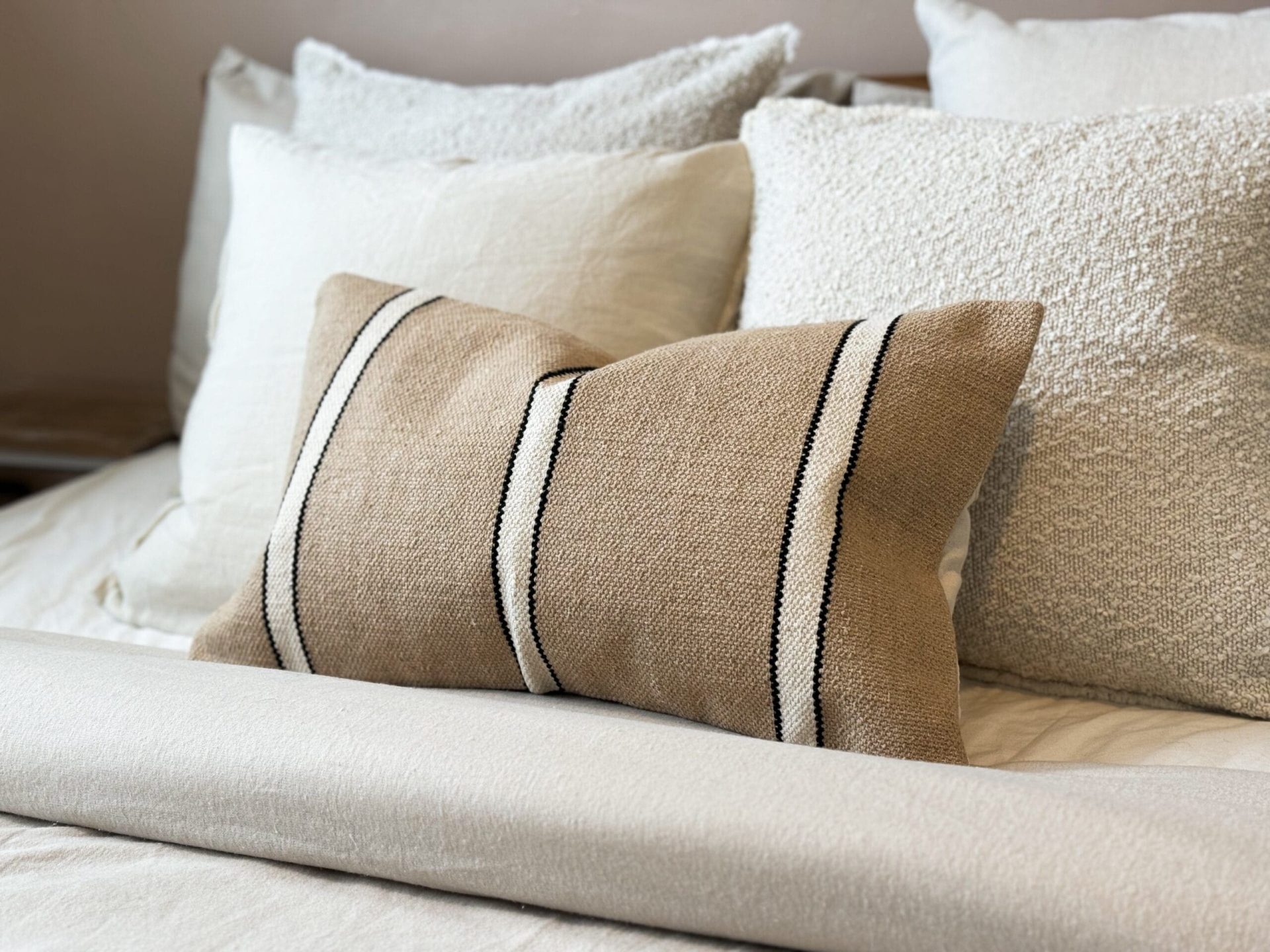India Beige, Black & Cream Cushion • Ellenvale Interiors