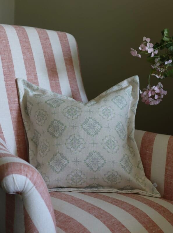 Orla Sage Print Flanged Edge Cushion • Ellenvale Interiors